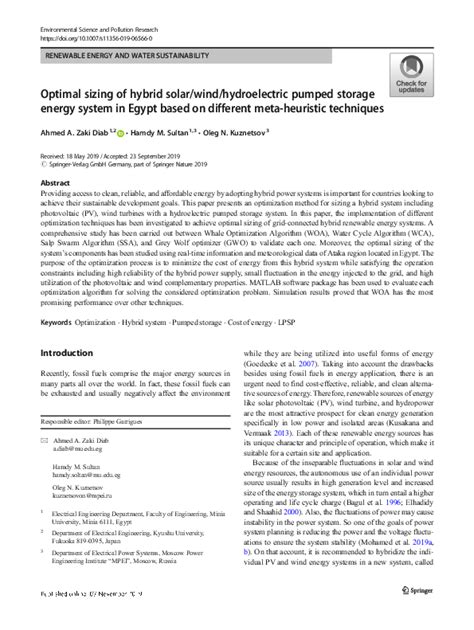 pdf optimal sizing of hybrid solar wind hydroelectric pumped storage