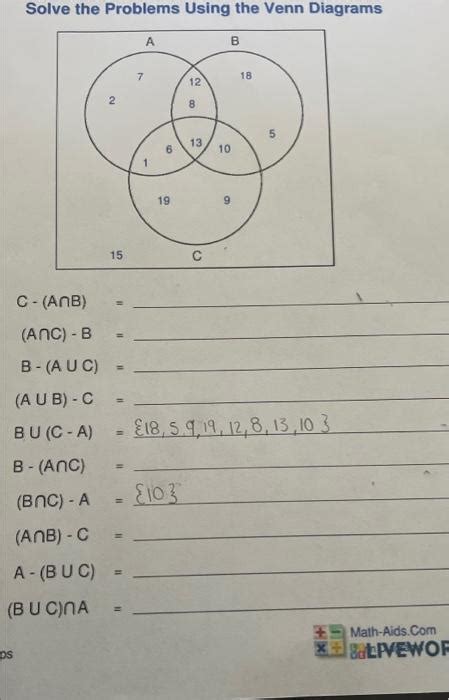 [solved] solve the problems using the venn diagram solve th