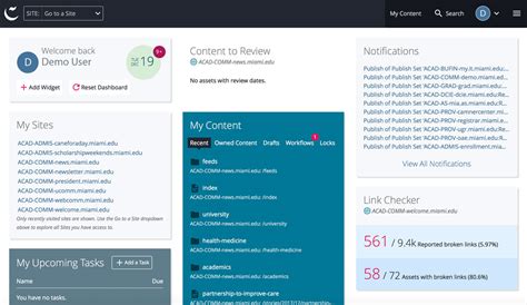 Cascade Cms Dashboard Web And Digital University Of Miami
