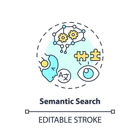 Editable Semantic Search Icon Concept Isolated Vector Ai For Seo Thin Line Illustration
