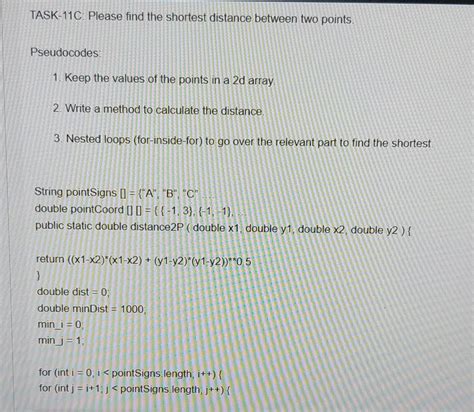 Solved Task 11c Please Find The Shortest Distance Between
