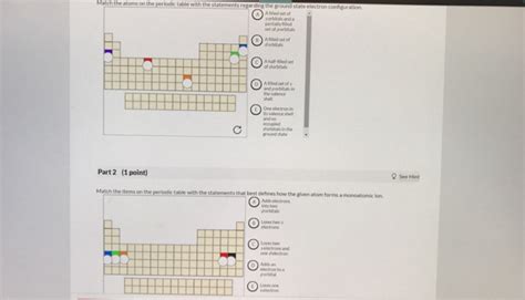 Match The Atoms On With The Statements Ding The