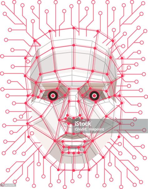 얼굴 인식 시스템 개념 얼굴 Id 확인 서비스 또는 생체 인식 스캔 사람 식별을 위한 얼굴 인식 시스템 벡터 일러스트레이션 0
