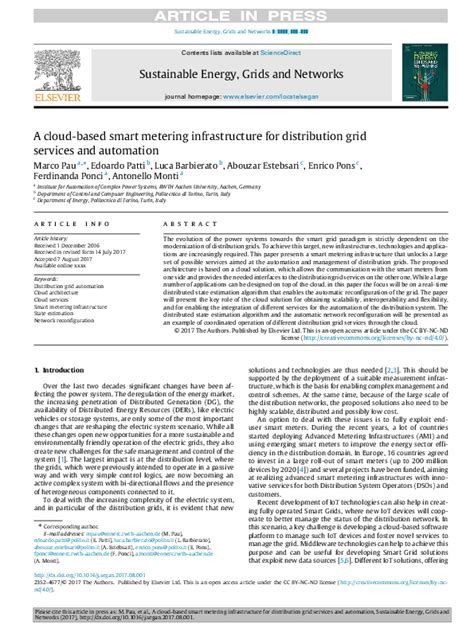 pdf a cloud based smart metering infrastructure for distribution grid