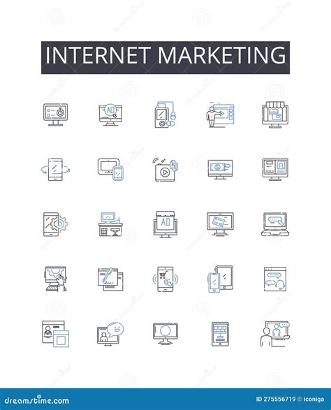 Internet Marketing Line Icons Collection Digital Advertising Online Advertising Web Promotion