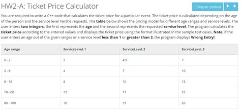 Solved HW A Ticket Price Calculator You Are Required To Chegg