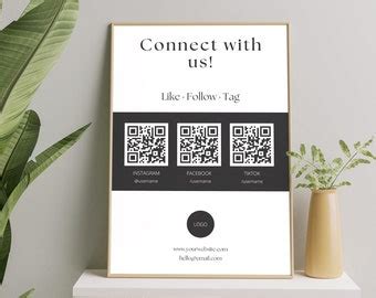 Social Media QR Code Sign Template Instagram Sign Facebook Sign Follow Us On Sign Connect