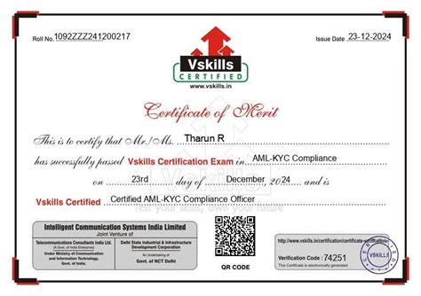 tharun r on linkedin successfully completed course from vskills
