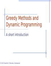 Introduction to Greedy Methods and Dynamic Programming | Course Hero