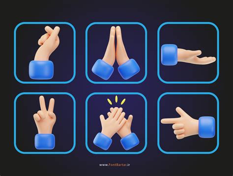 آیکون های سه بعدی دست 30 آیکون سه بعدی Hand Icon 3d