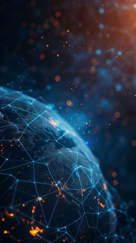 Abstract View Of Earth With Interconnected Glowing Lines In Outer Space Concept Of Global Data