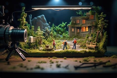 Cinematic Magic On A Miniature Movie Set Film Concept Small Toy Scene