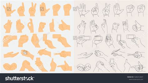 Big Set Gestures Human Hands Various เวกเตอร์สต็อก ปลอดค่าลิขสิทธิ์ 1646312647 Shutterstock