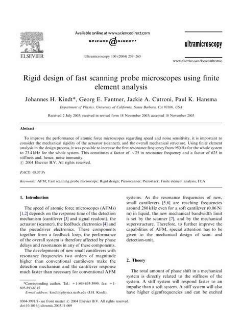 Pdf Rigid Design Of Fast Scanning Probe Microscopes Using Finite Element Analysis Dokumentips