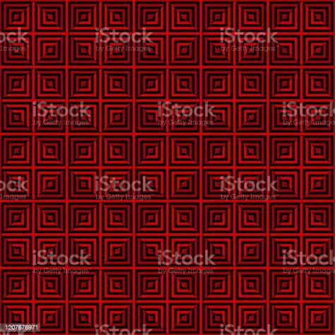 돋보기 아래 검은 색과 빨간색 사각형 벡터 원활한 패턴 간단한 반복 적 배경 섬유 페인트 의류 디자인 요소입니다 패브릭 스와이트 포장지 연속 인쇄 착시 0명에 대한 스톡