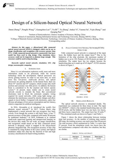 Pdf Design Of A Silicon Based Optical Neural Network Dokumentips