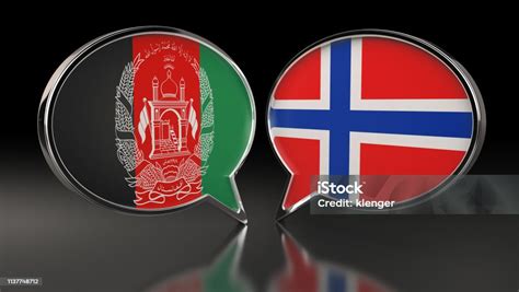 아프가니스탄과 노르웨이 연설 거품 플래그 3d 일러스트레이션 0명에 대한 스톡 사진 및 기타 이미지 0명 3차원 형태 개념 Istock