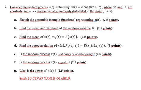 solved consider the random process x t ﻿defined by