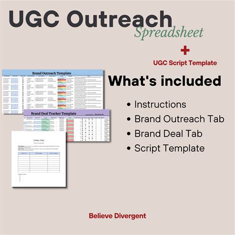 UGC Outreach Template Influencer Spreadsheet Google Sheets Spreadsheet UGC Script UGC