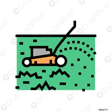 Grass Cutting With Lawn Mower Color Icon Vector Illustration Stock