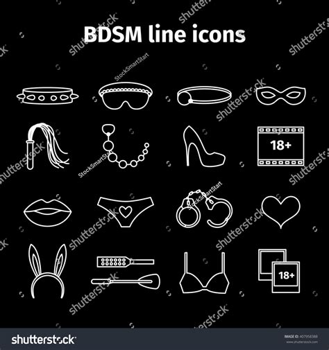 Bdsm Line Icons Adult Sex Toys Outline Icons Vector 407958388 Shutterstock