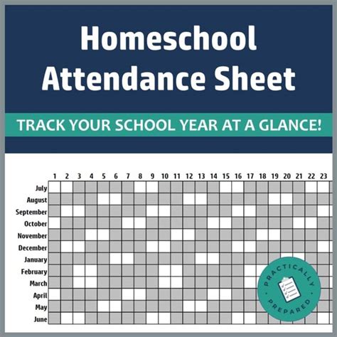 Homeschool Attendance Sheet Year At A Glance Template 2025 2030