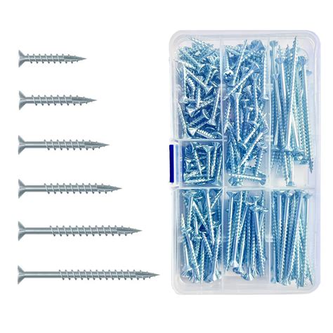 Fastenpower 6 Sizes 200 Pcs 8 Wood Screws Assortment Kit Type 17 Point