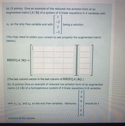 Solved A Points Give An Example Of The Reduced Row Chegg Com