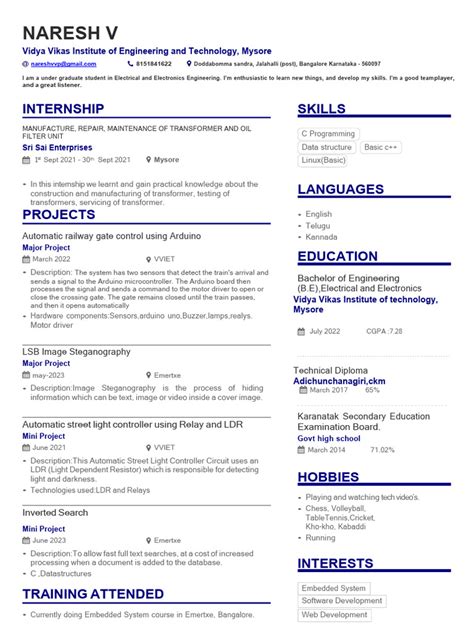 Naresh Resume Pdf Arduino Embedded System