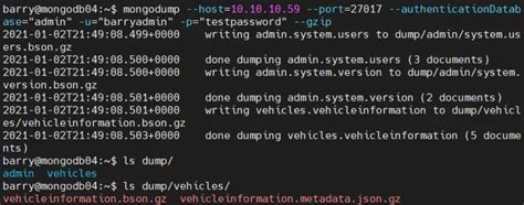 how to create a mongodb dump of database geeksforgeeks