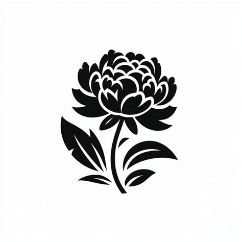 Peony Logo Vector Icon Flat Symbol Black Color Silhouette White