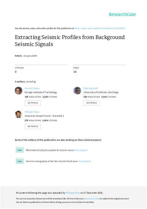 pdf extracting seismic profiles from background seismic signals