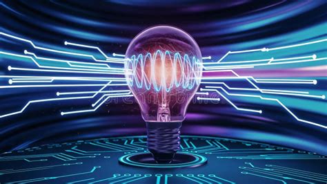 Innovative Technology Glowing Light Bulb On High Quality Image Stock Illustration