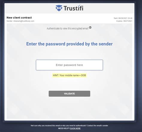 A Predetermined Unique Password Set By The Sender