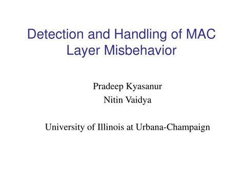Ppt Detection And Handling Of Mac Layer Misbehavior Powerpoint