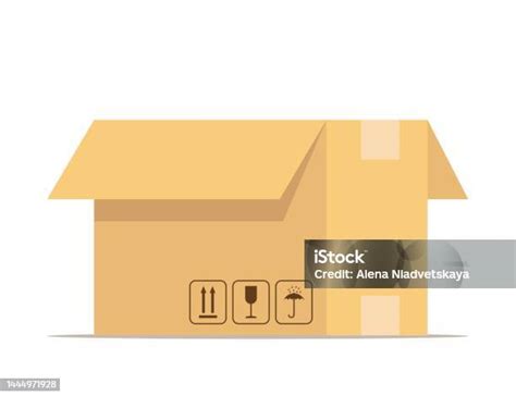 상자를 엽니다 깨지기 쉬운 표시가 있는 판지 배달 포장 물품 포장 상자 또는 이동용 소지품 흰색으로 격리된 벡터 그림 골진에 대한 스톡 벡터 아트 및 기타 이미지 Istock