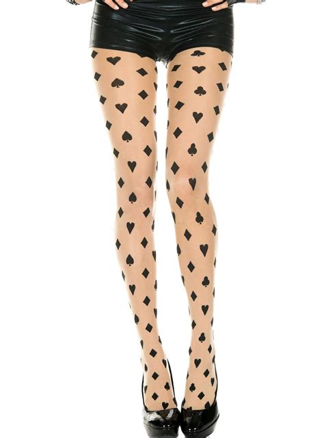 Card Suit Pattern Womens Stockings Sheer Nude Stockings For Women