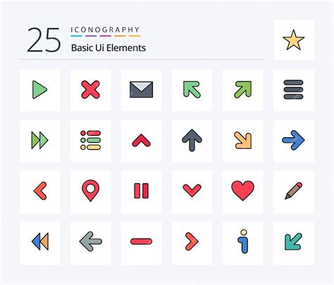 Premium Vector Basic Ui Elements 25 Line Filled Icon Pack Including