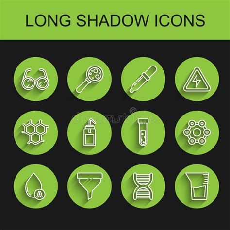 Set Line Water Drop Funnel Or Filter Laboratory Glasses Dna Symbol Glassware Beaker Wash