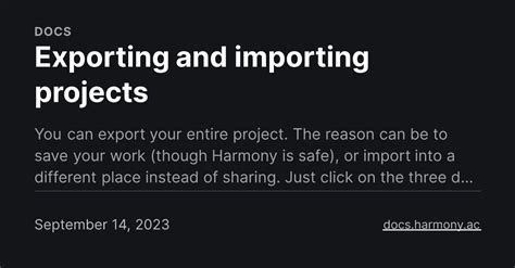 Exporting And Importing Projects