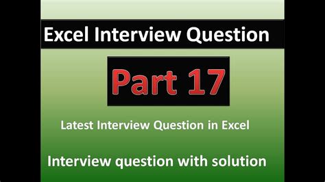 excel interview question 17 latest interview question in excel