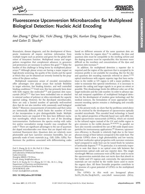 Pdf Fluorescence Upconversion Microbarcodes For Multiplexed Biological Detection Nucleic Acid