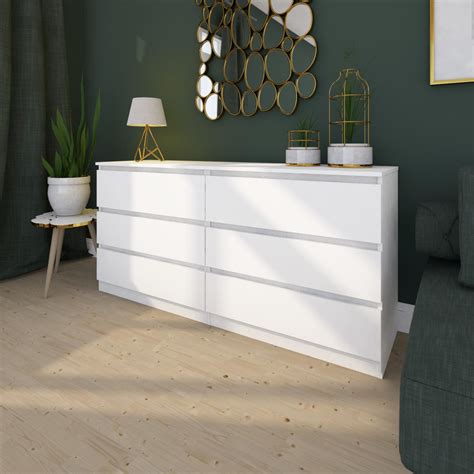 ᐉ Комод подвійний Vita на 6 ящиків ЛДСП 1200 мм Білий перл Va3bb 600 2 • Краща ціна в Києві