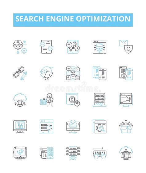 Search Engine Optimization Vector Line Icons Set Seo Optimization Indexing Crawling Ranking