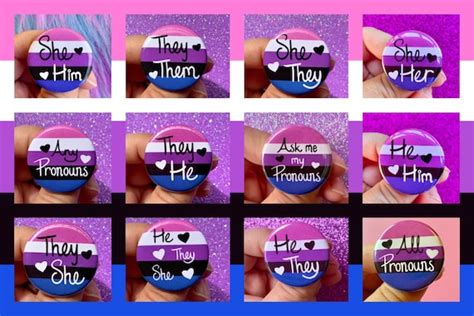 Genderfluid Pride Flag Pronoun Pin Back Button Theythem Etsy