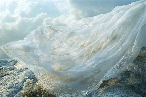 Brides Veil Blowing In The Wind Premium Ai Generated Image