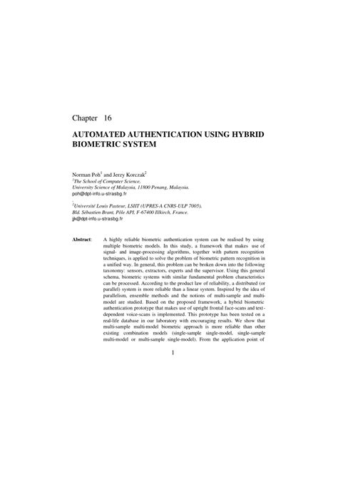 Pdf Automated Authentication Using Hybrid Biometric System