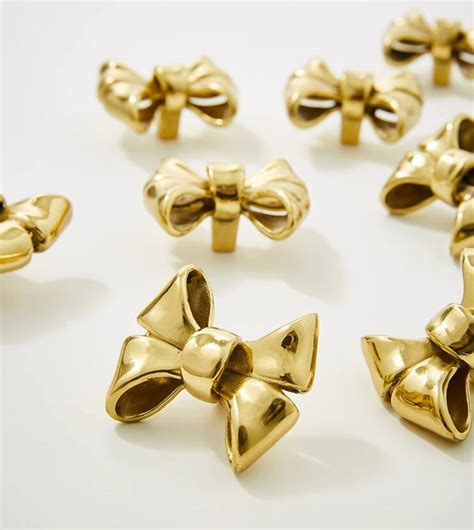 Gold Bow Knobs Handlesolid Brass Bow Knobs Pullsbow Drawer Etsy