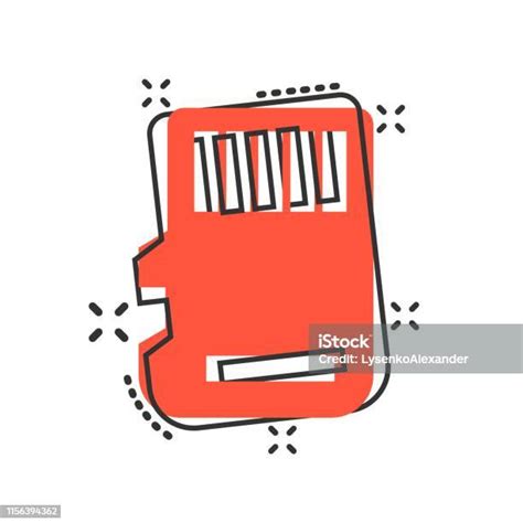 만화 스타일의 마이크로 Sd 카드 아이콘 흰색 고립 된 배경에 메모리 칩 벡터 만화 그림입니다 스토리지 어댑터 비즈니스 개념