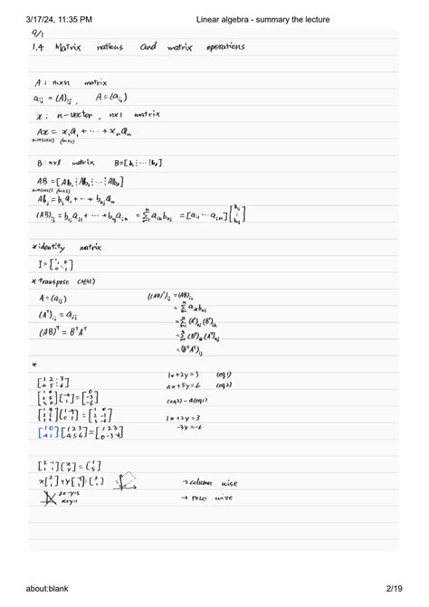 SOLUTION Linear Algebra Summary The Lecture Studypool